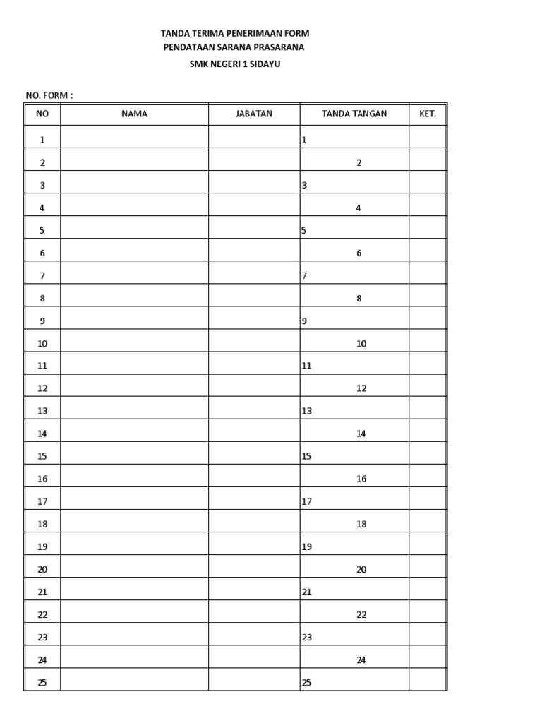 Form Pendataan Alat | PDF