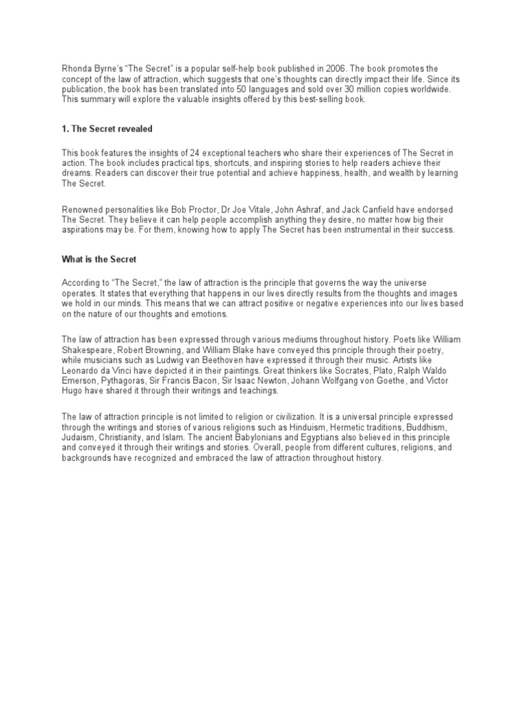 The Secret Hand Book Summary | PDF