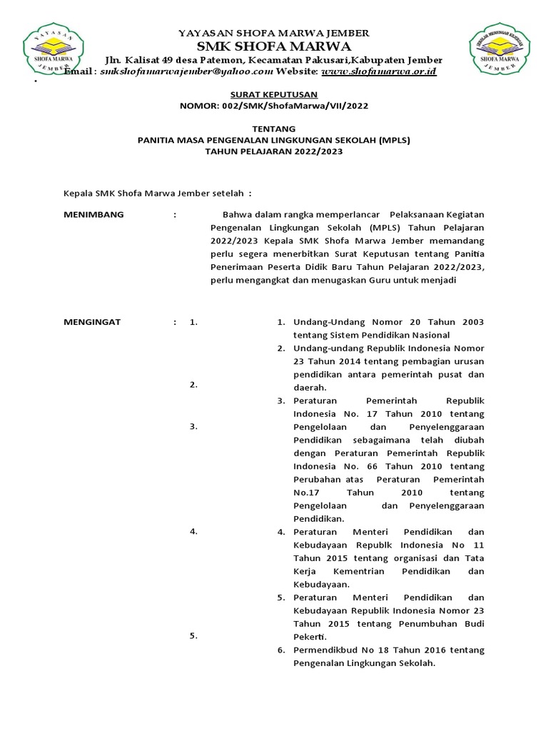 004 SK Panitia MPLS 20222023 | PDF