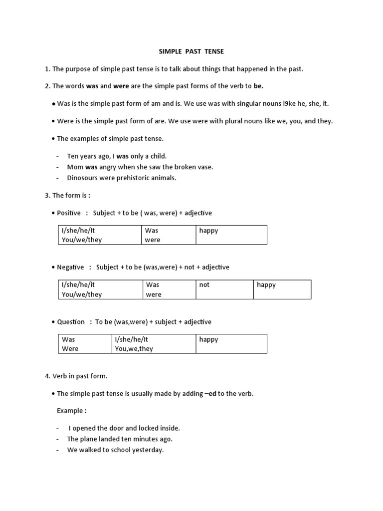 Understanding Simple Past Tense | PDF