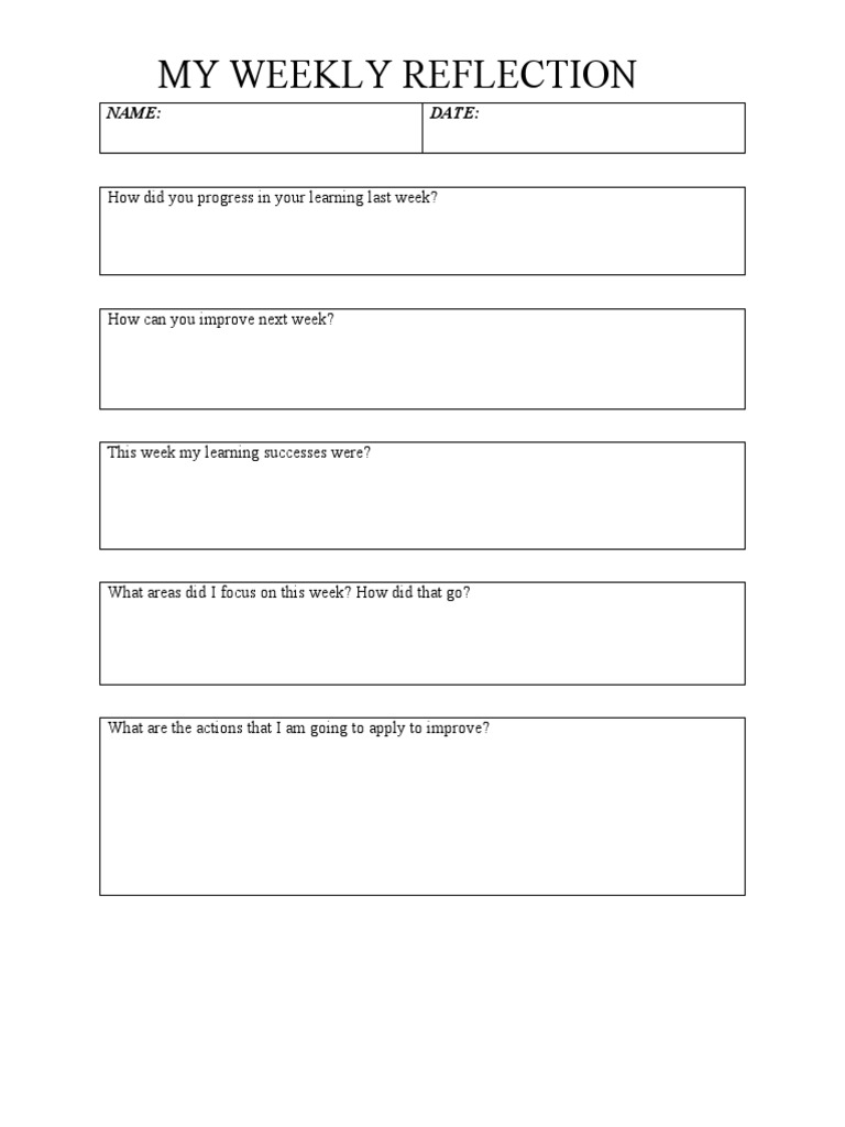 Weekly Reflection Template for Students | PDF