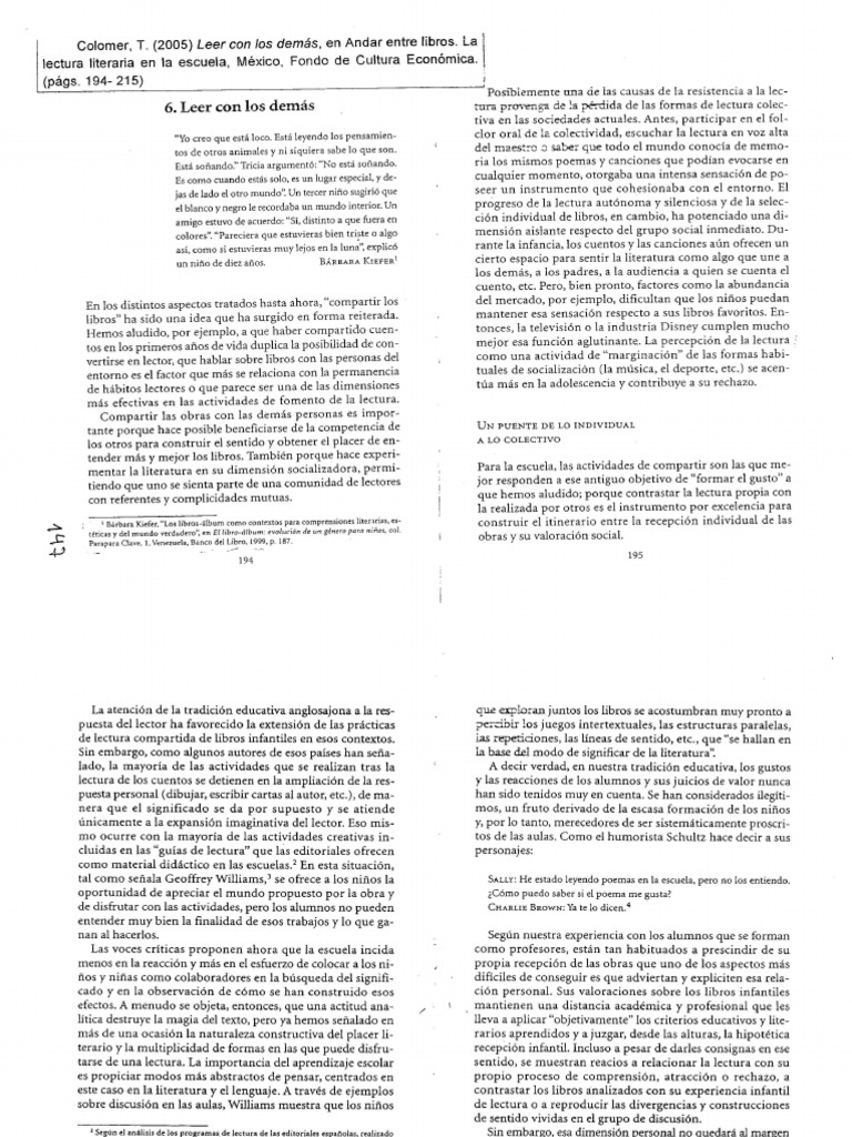 Colomer - Leer Con Los Demás PDF | PDF