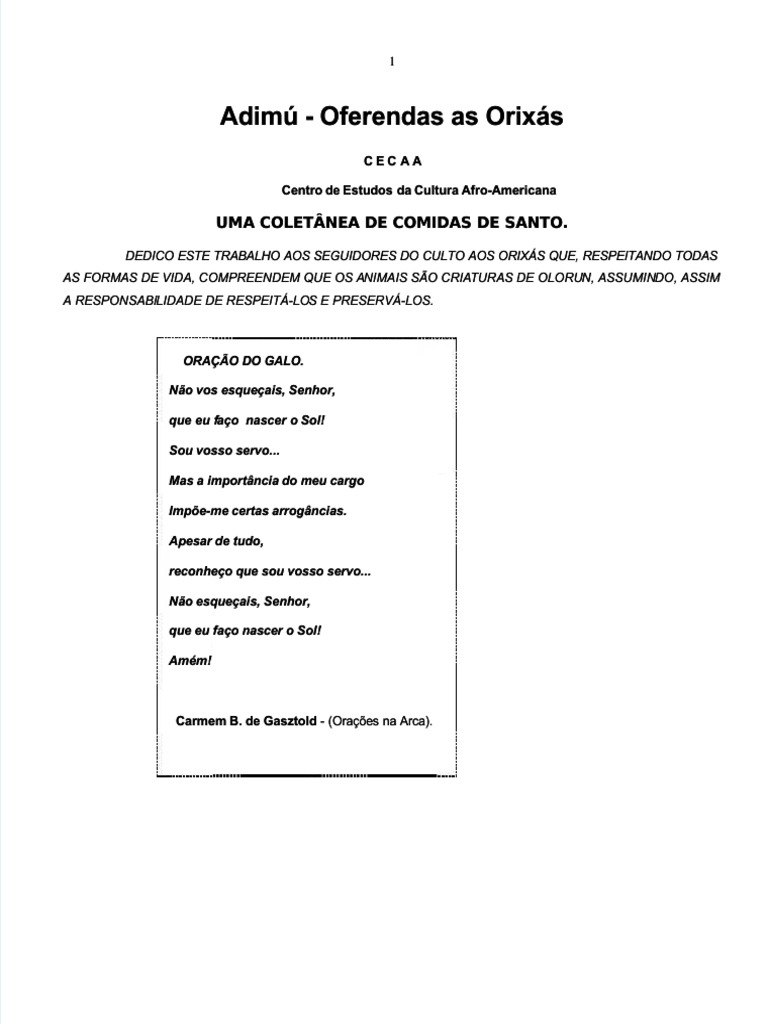 Adimu Oferendas As Orixas - Compress PDF | PDF