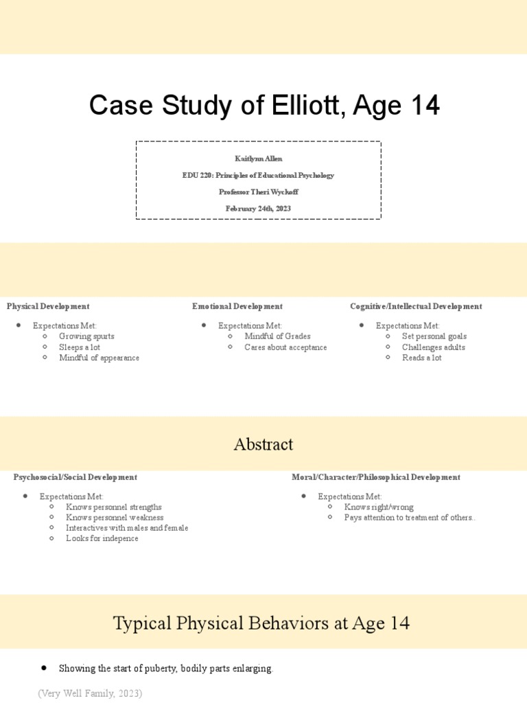 Case Study of Elliott Age 14 1 | PDF