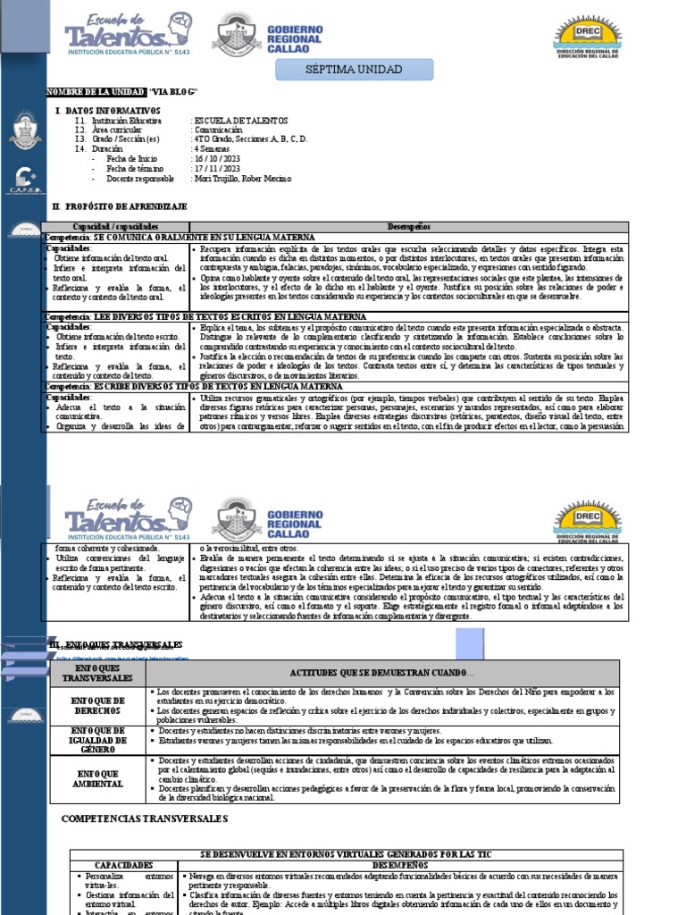 UNIDAD 7 - 4to Grado | PDF