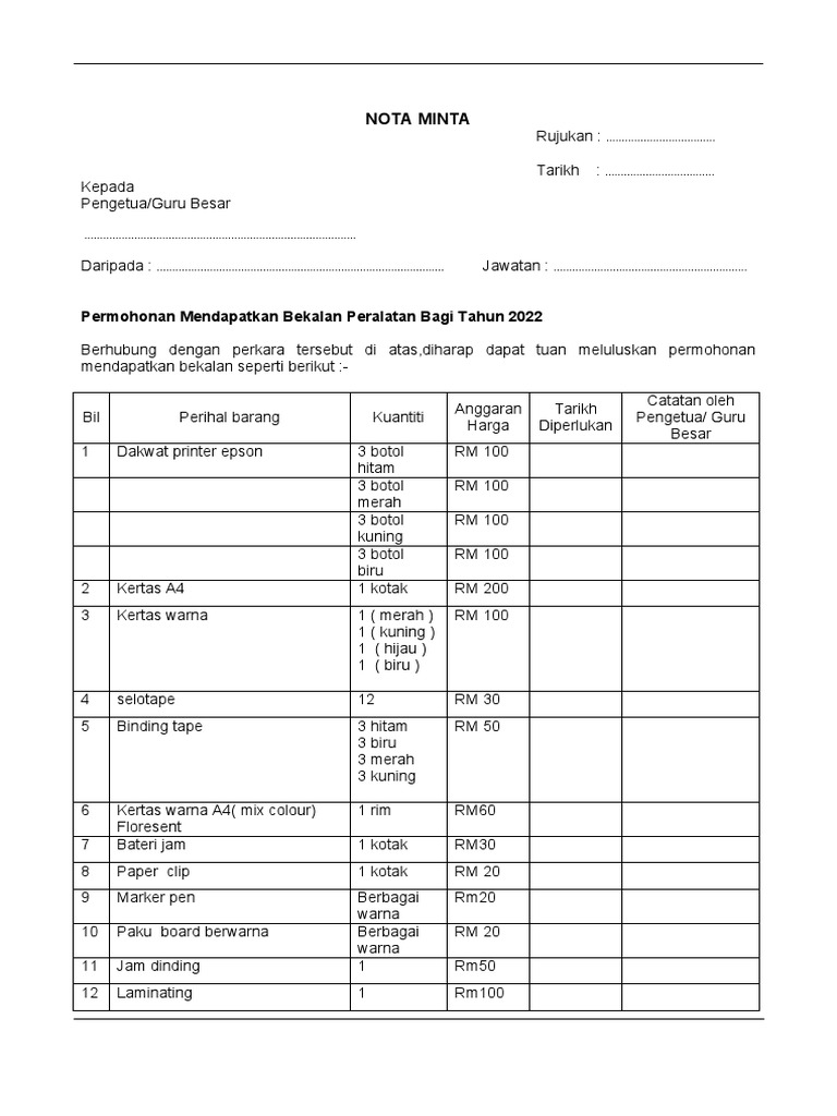 PK11 2 NOTA MINTA Baru | PDF
