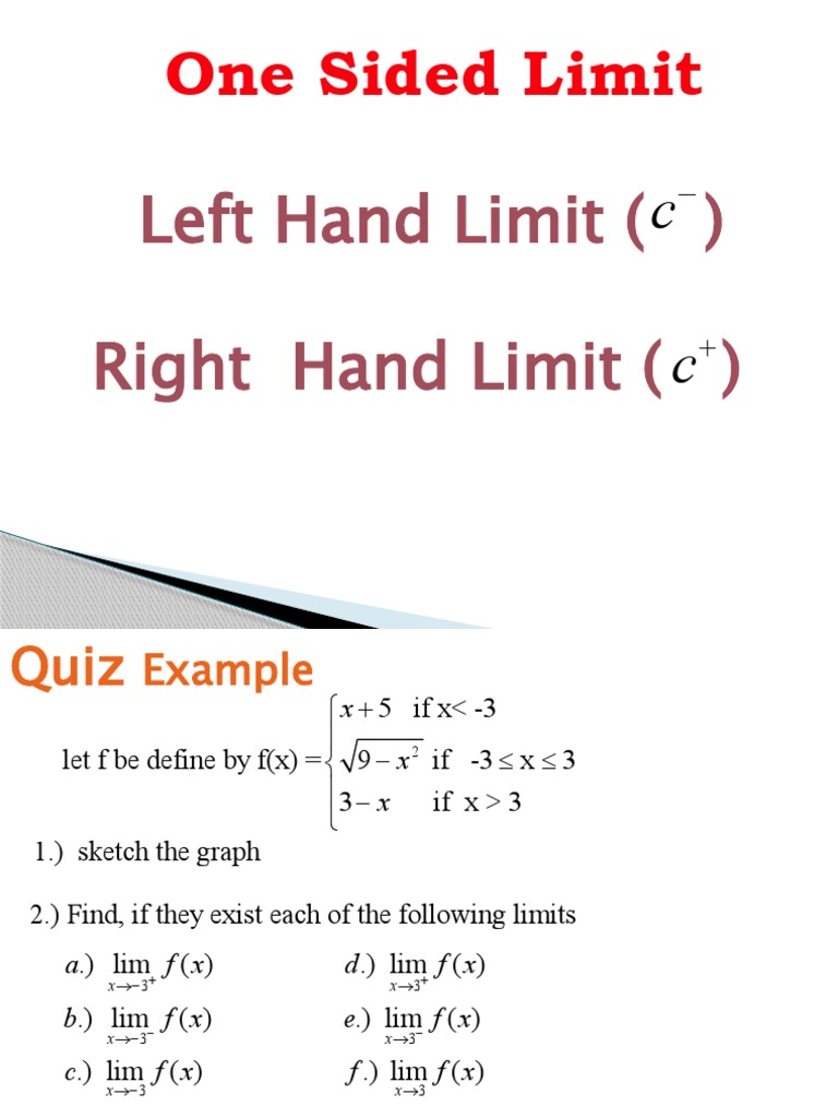 One Sided Limit And Limit Involving Infinity Pdf Abstract Algebra
