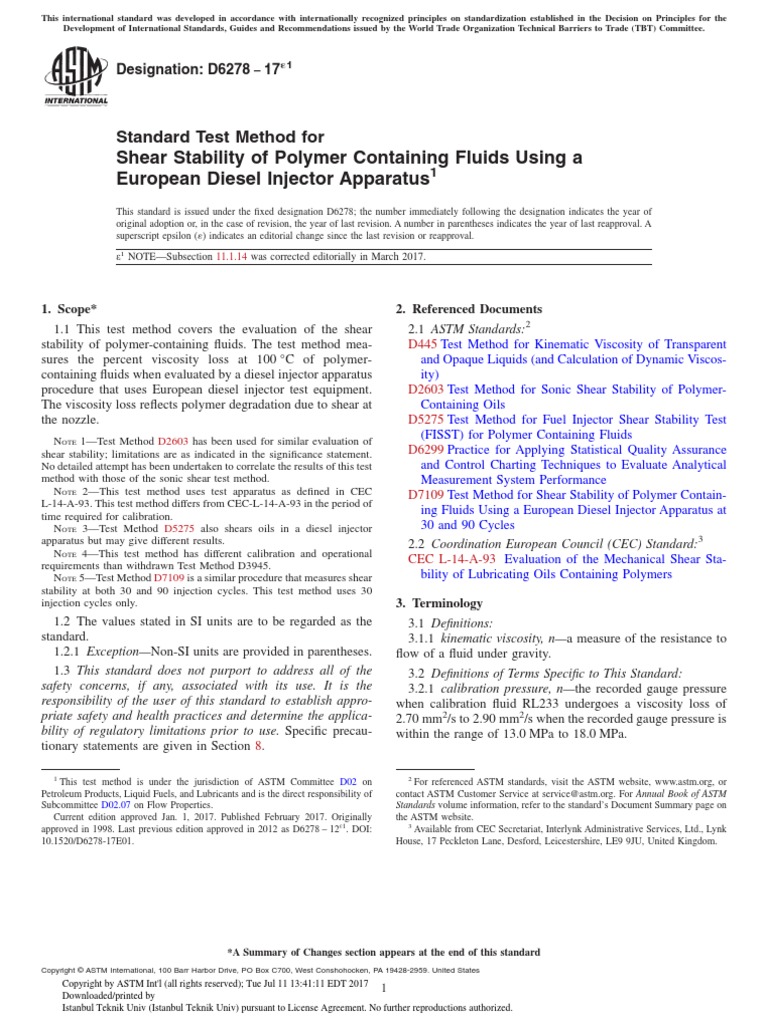 Astm 2017-D6278 PDF | Download Free PDF | Diesel Engine | Pump
