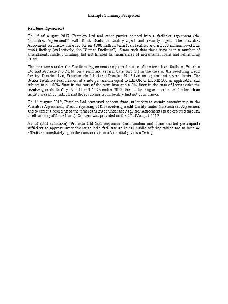 W&C - Example Summary Prospectus - Complete | PDF