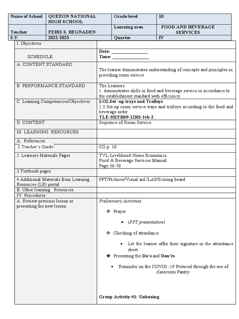 DLL (Tle FBS) Febis Sinacay | PDF