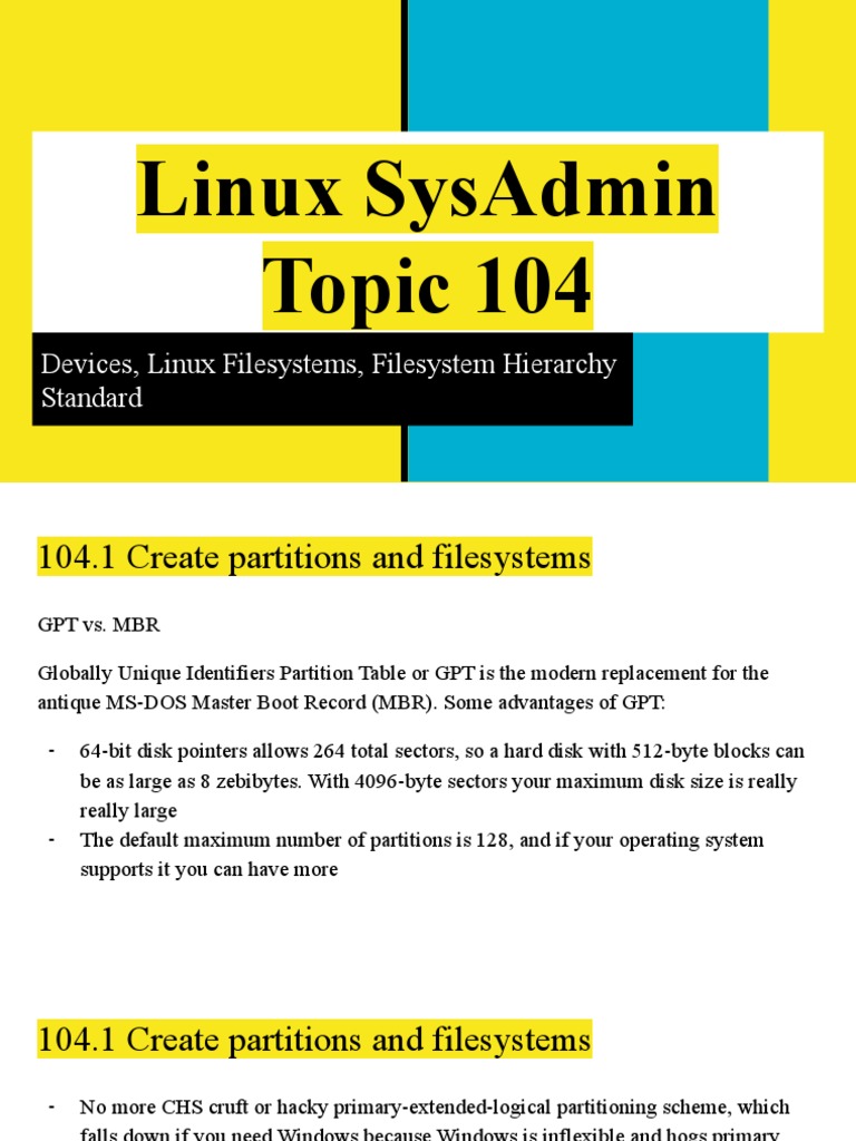 Linux SysAdmin Topic 104.odp | PDF
