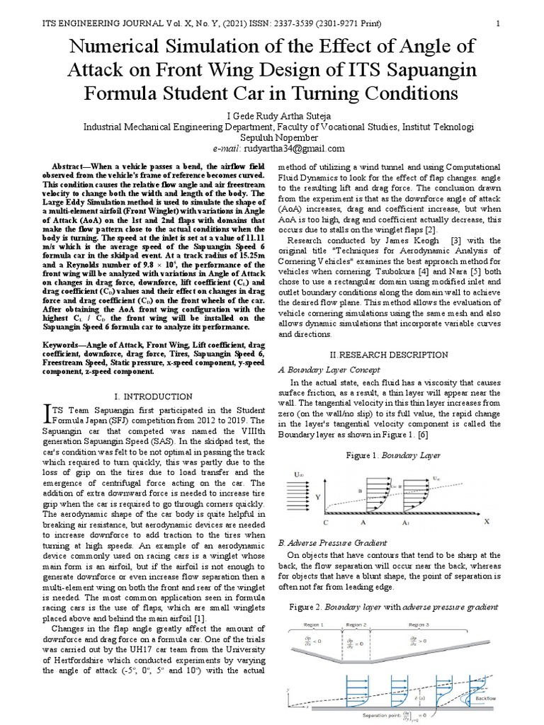 ITS - Journal Paper Formula Student Arodynamic (English Version) | PDF