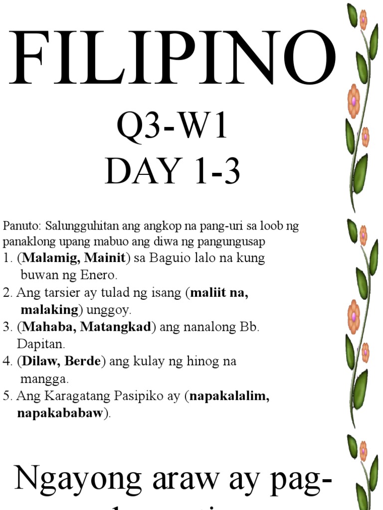 Q3 W1 Filipino3 Day1 3 | PDF