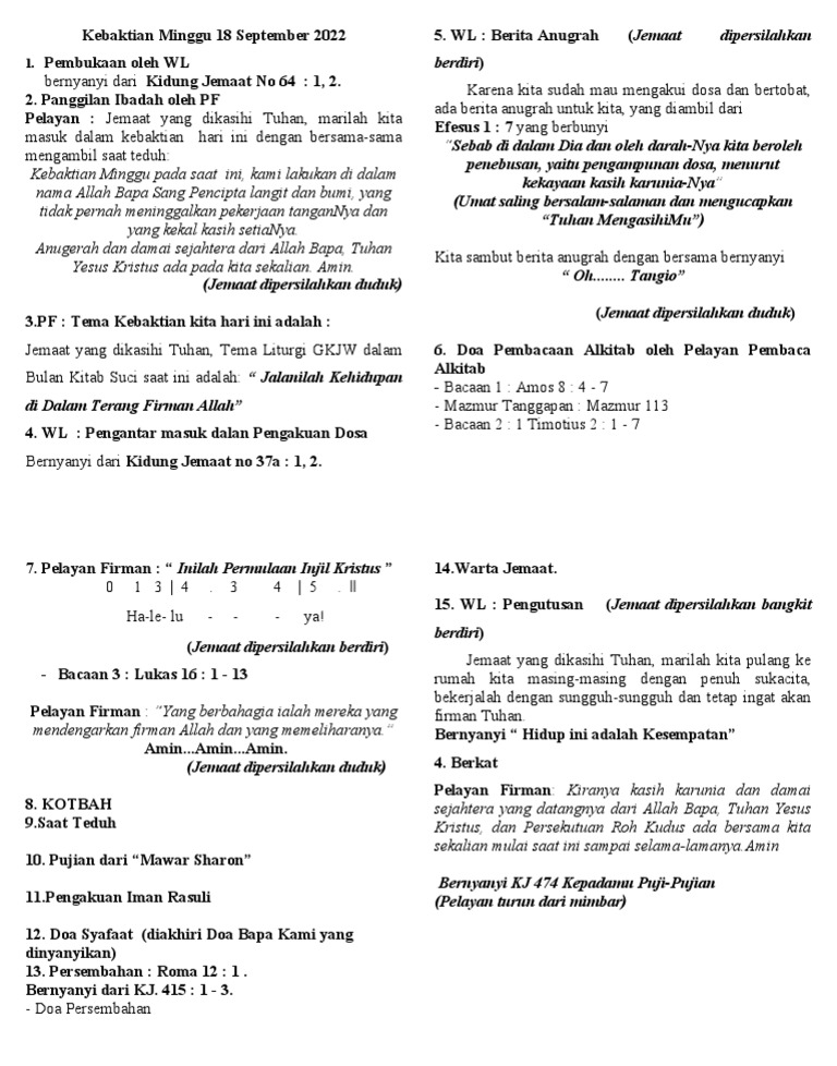 Liturgi Kebaktian Minggu Inovatif | PDF Liturgi Kebaktian Minggu Inovatif | PDF