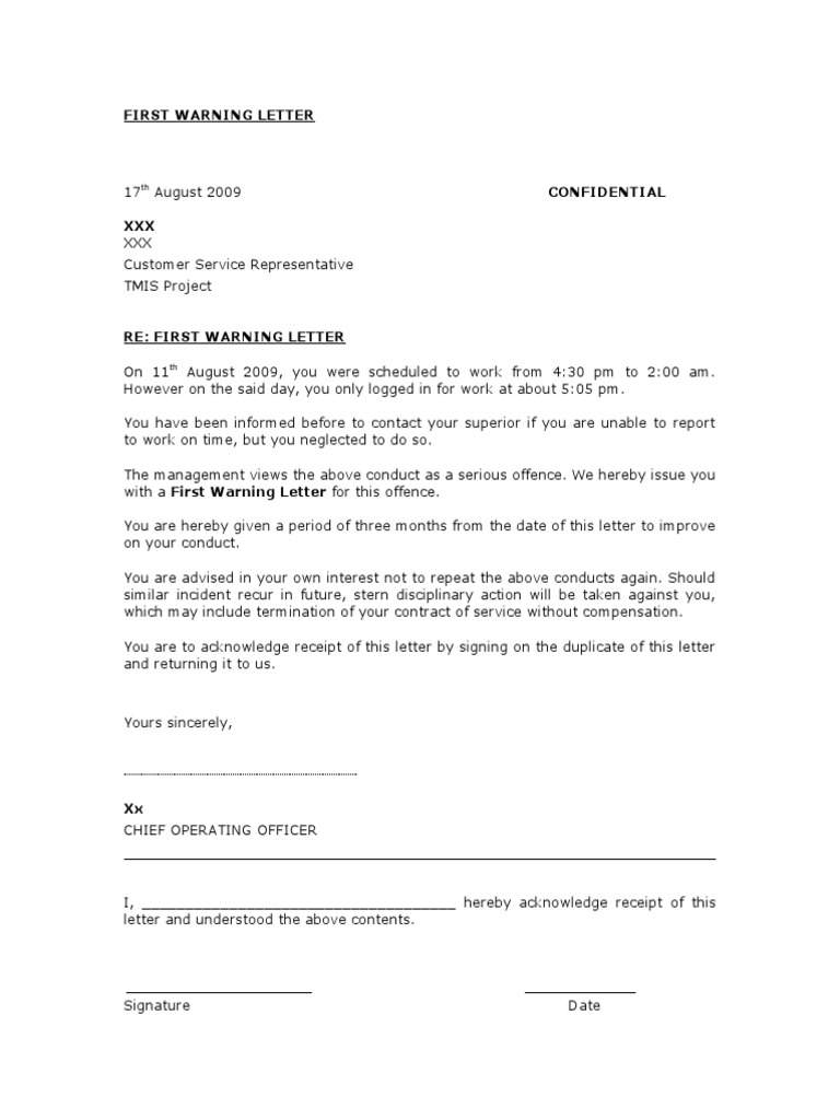 First Warning Letter-Lateness (Veraj So Balraj) | PDF