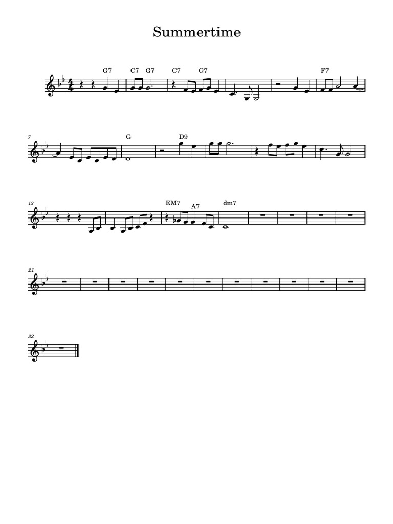 Summertime Music Chord Progressions | PDF