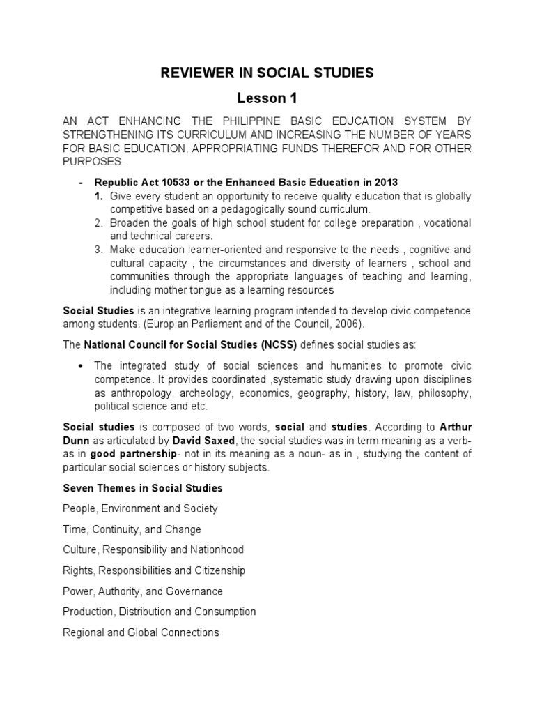 Social Studies Curriculum Overview | PDF | Constructivism (Philosophy ...