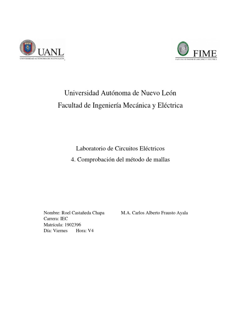 Comprobación Del Método De Mallas Pdf