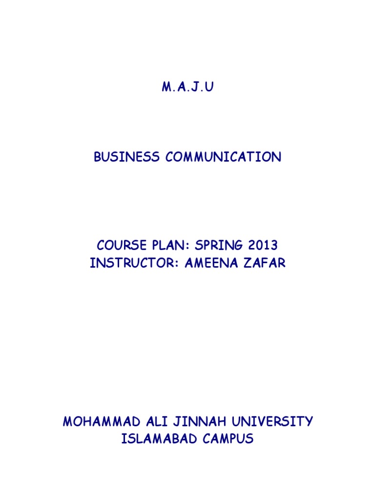 Business Communication Course Plan 2013 | PDF