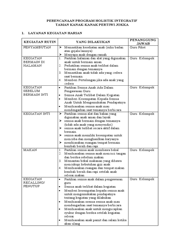 Perencanaan Program Holistik Integratif | PDF