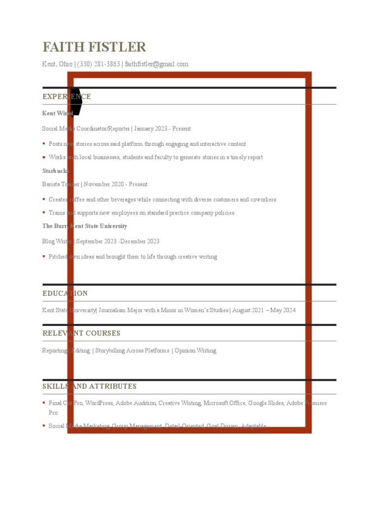 faith fistler resume official | PDF