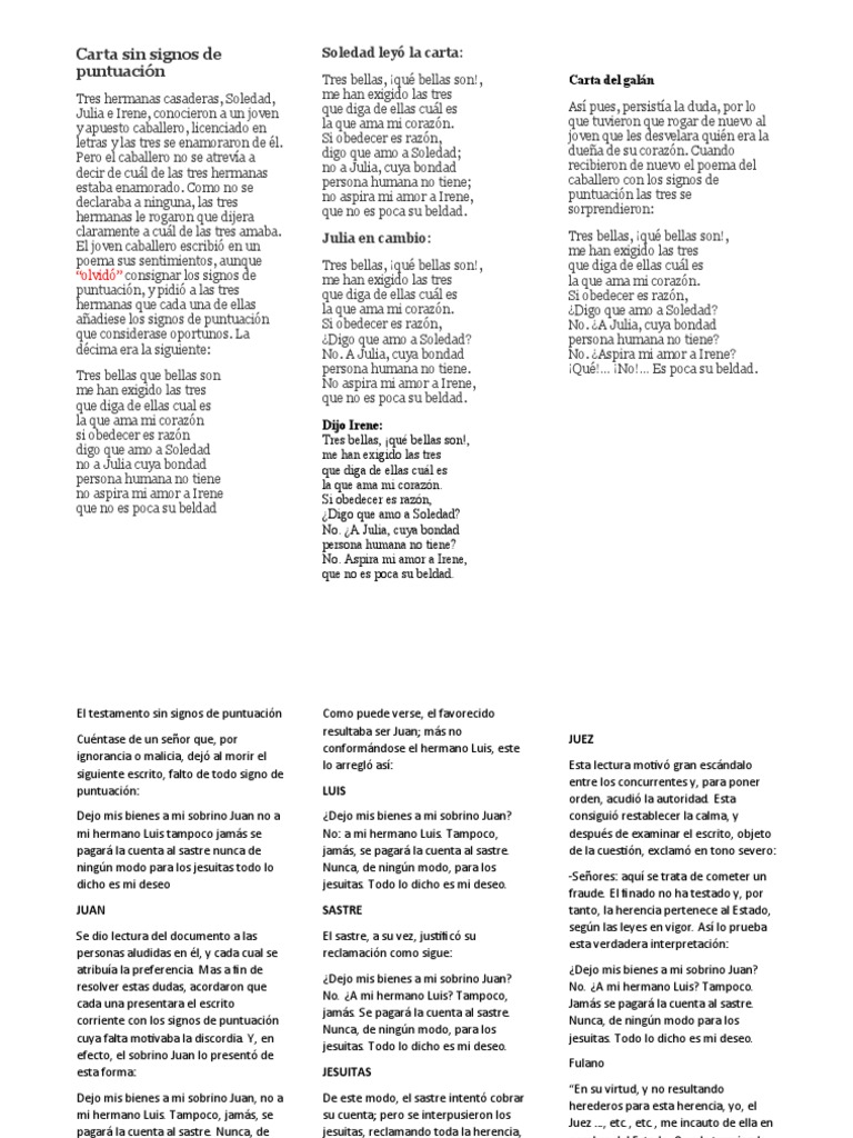 Carta Sin Signos de Puntuación | PDF