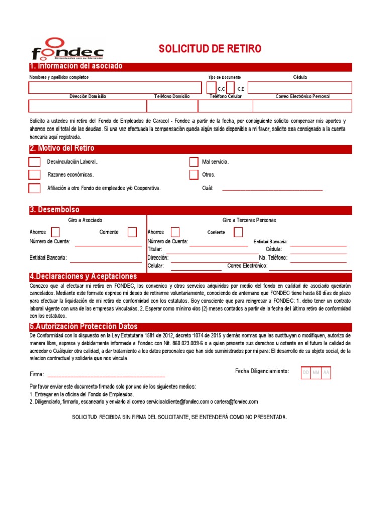 Solicitud de Retiro PDF | PDF