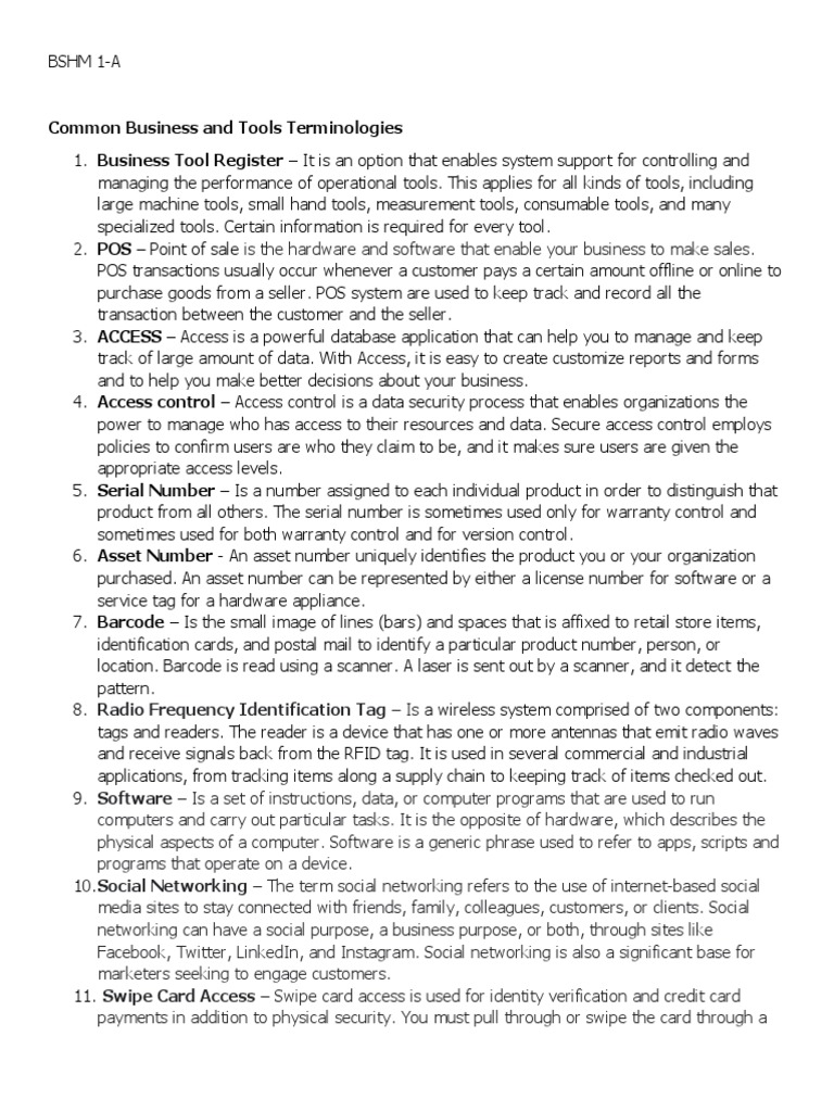 Common Business Tools and Terminologies | PDF