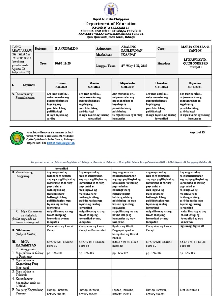 Mocs DLL Q4 Week 2 Ap | PDF