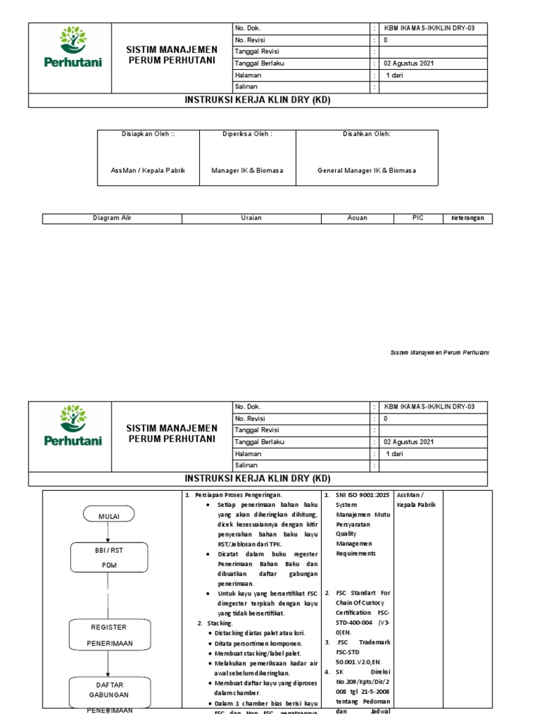 Instruksi Kerja Kin Dry (KD) 03 | PDF