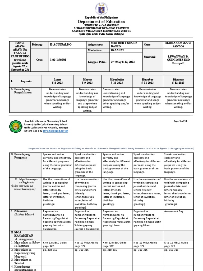 Mocs DLL Q4 Week 2 MTB | PDF