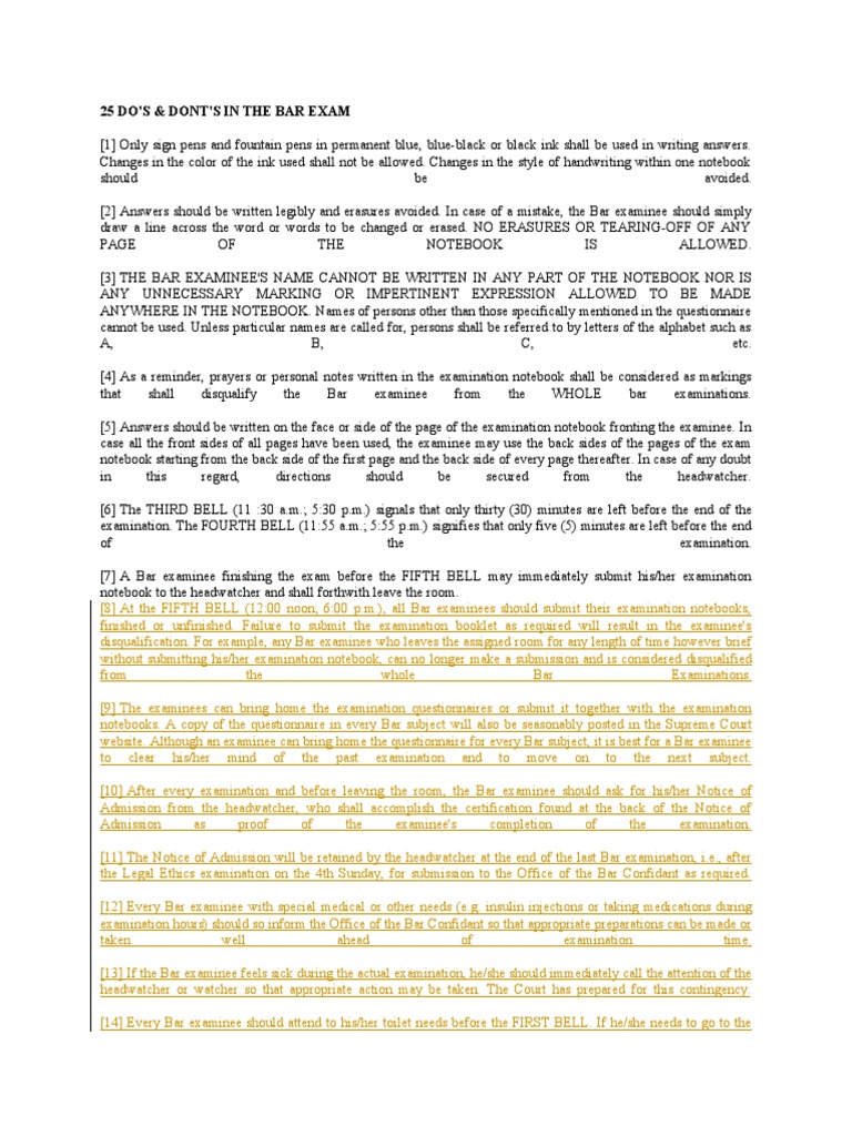25 DOs and Donts in The Bar Exam | PDF