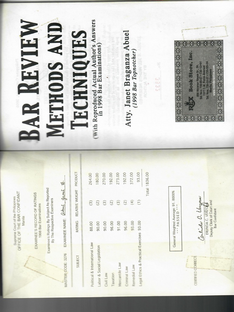 1998 Bar Methods And Techniques Pdf