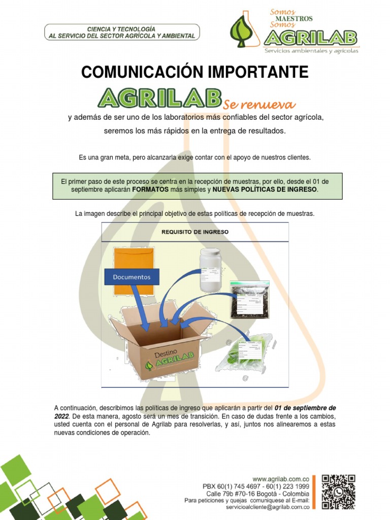 Politicas de Recepcion Agrilab 2022 PDF | PDF