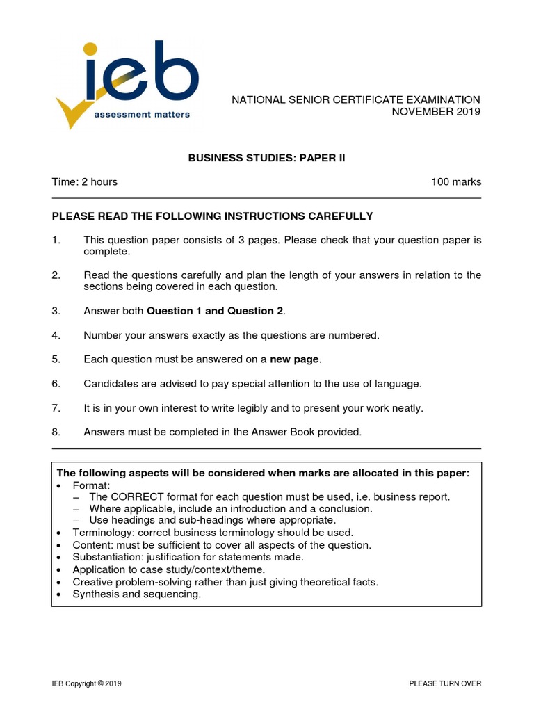 Business Studies P2 2019 PDF | PDF