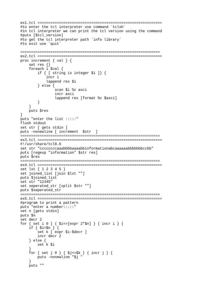 TCL Assignment | PDF | Unix Software | Control Flow