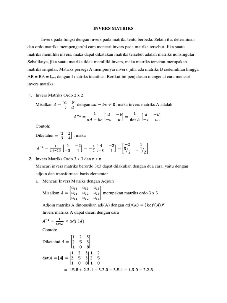 Invers Matriks | PDF