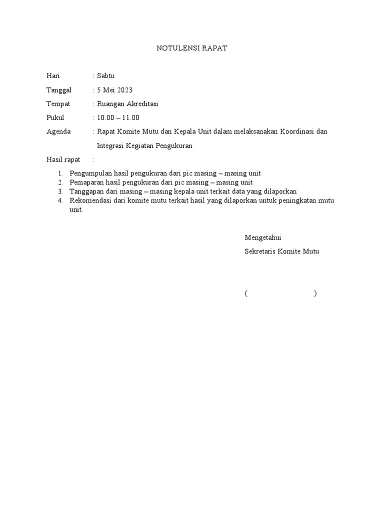 Notulensi Rapat | PDF