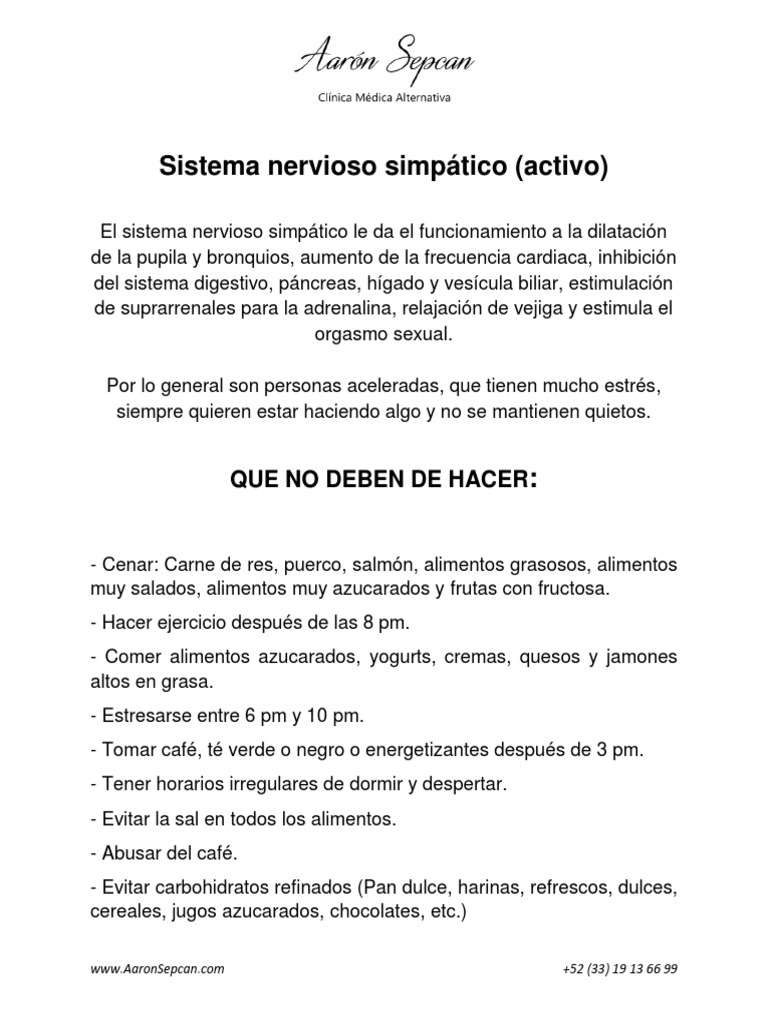 Sistema Nervioso Simpatico (Activo) | PDF