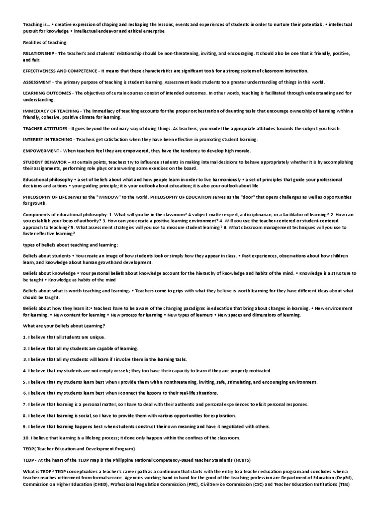 TTP Reviewer | PDF | Classroom Management | Teachers