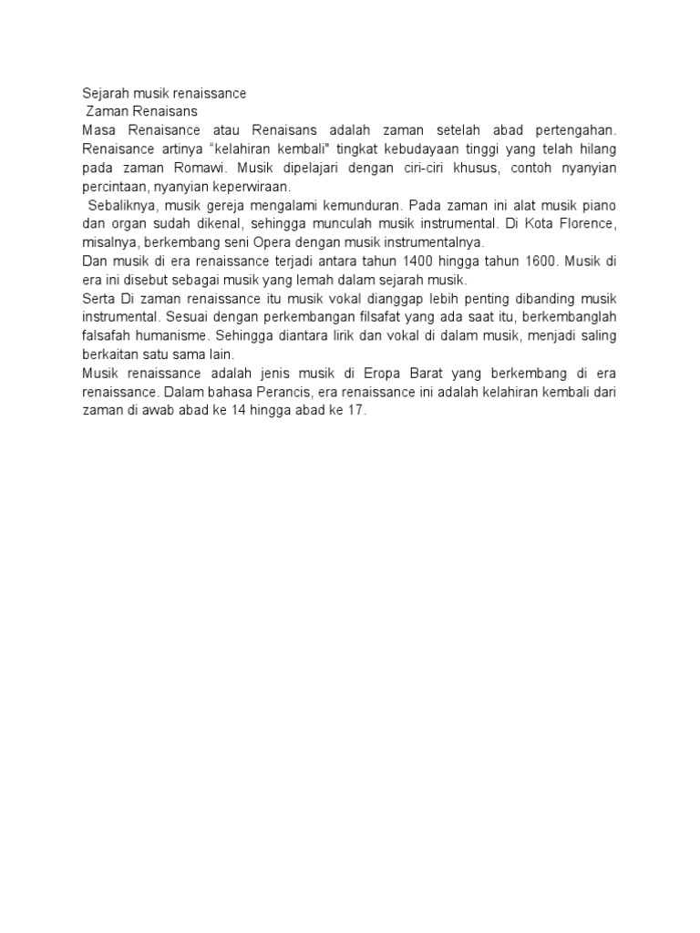 Sejarah Musik Renaissance | PDF