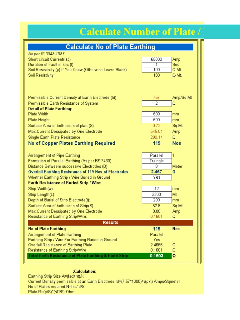 Earthing Calculations Guide | PDF