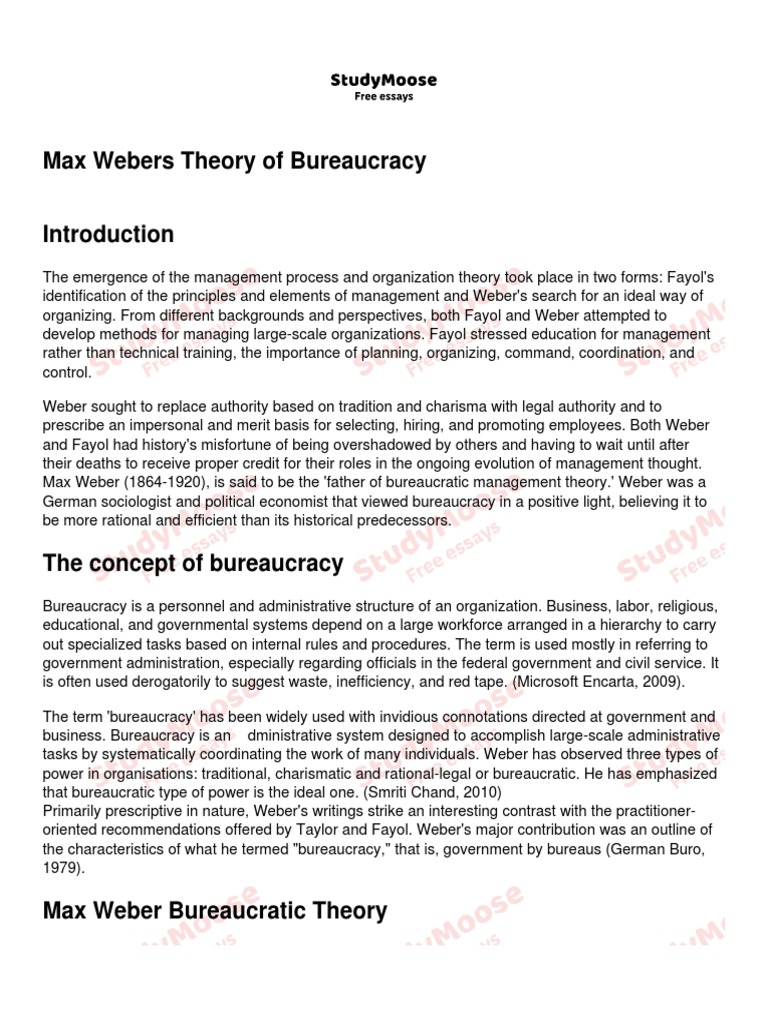 Max Weber's Bureaucracy Theory | PDF