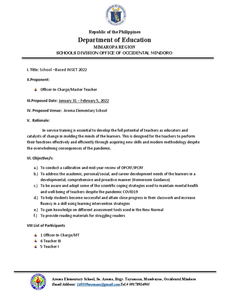 Inset Proposal 2022 | PDF | Learning | Cognition