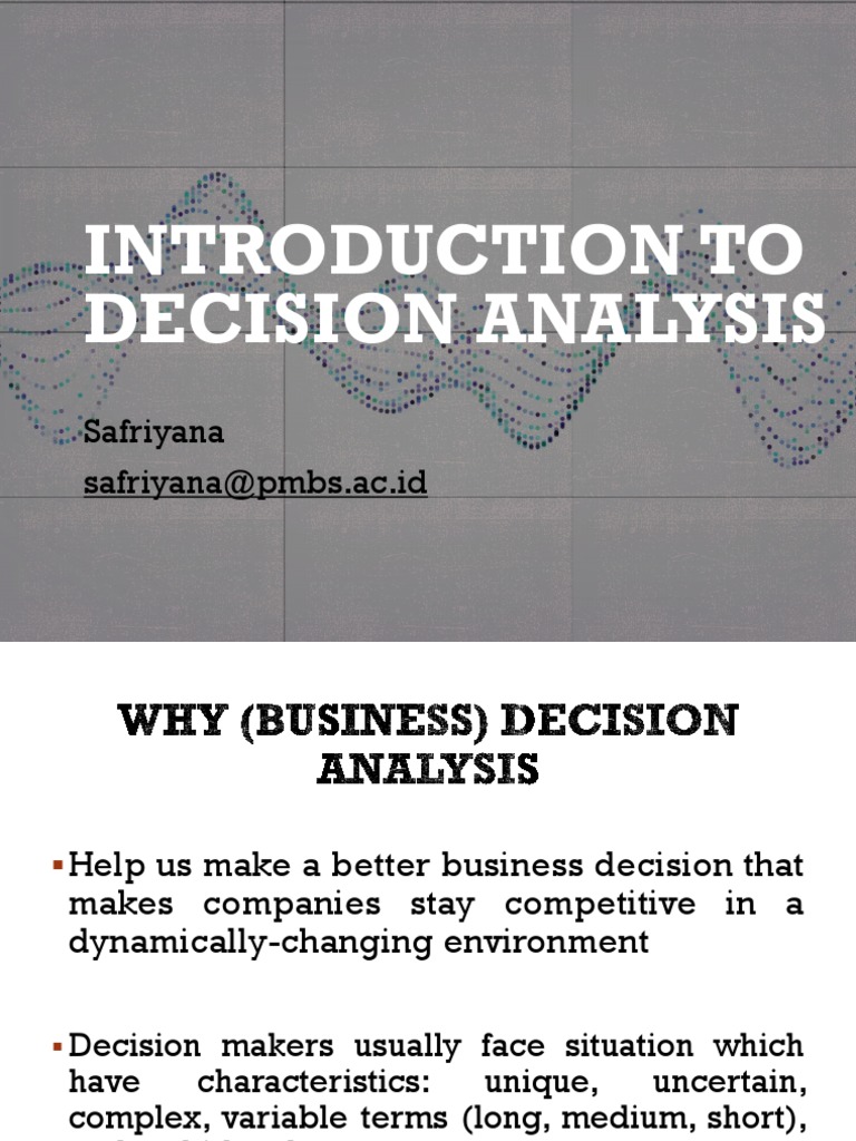 Introduction to Decision Analysis | PDF | Decision Making | Applied ...