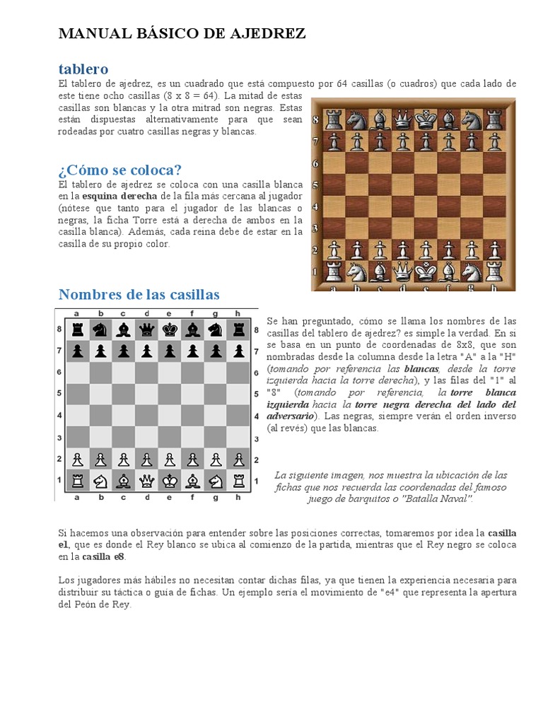 Guía básica del ajedrez - tablero, piezas y movimientos | PDF | Ajedrez ...