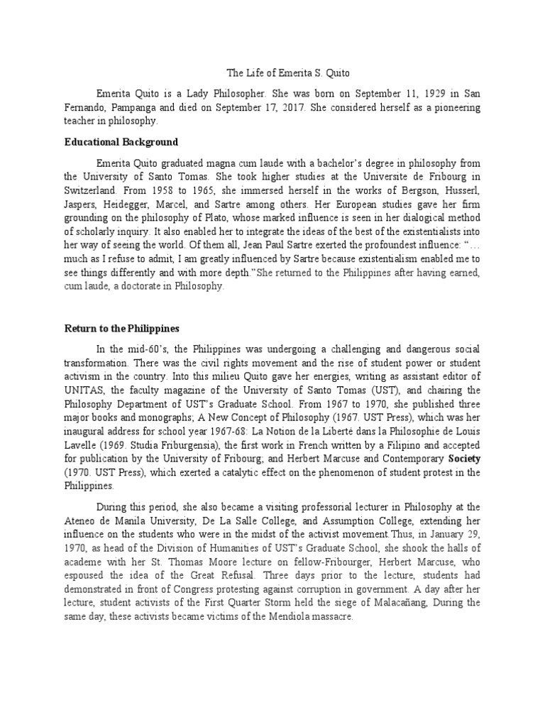 The Life of Emerita | PDF | Existentialism | Jean Paul Sartre