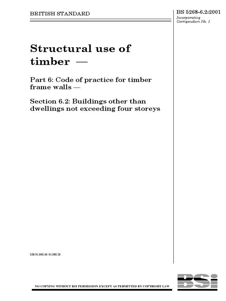 BS 5268 - 6.2 Structural Use of Timber PDF | PDF