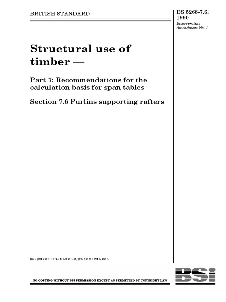 BS 5268 - 7.6 Structural Use of Timber PDF | PDF