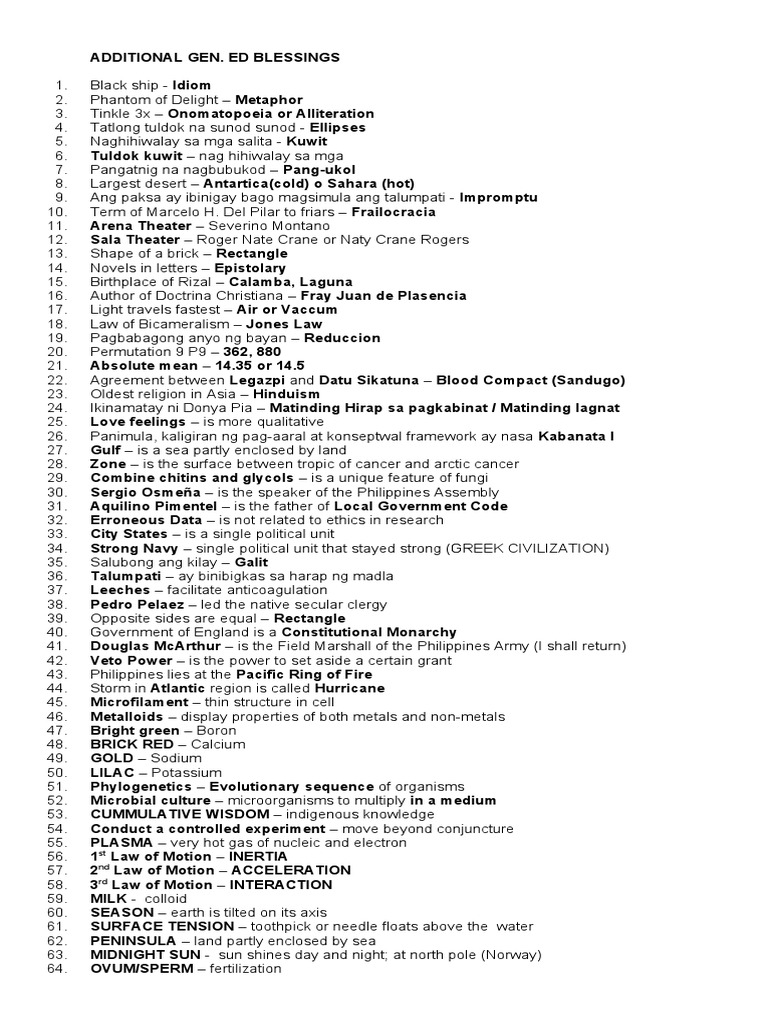 General Education Reviewer Notes | PDF
